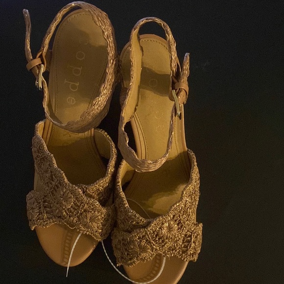 Copper Key | Shoes | Copper Key Wildflower Raffia Platform Wedge Heeled ...